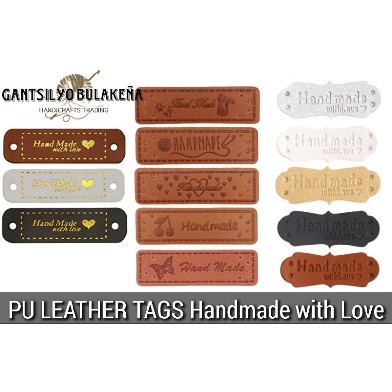 PU LEATHER Tags Handmade With Love Labels Sewing Craft DIY Knitting ... PU LEATHER Tags Handmade With Love Labels Sewing Craft DIY Knitting ...