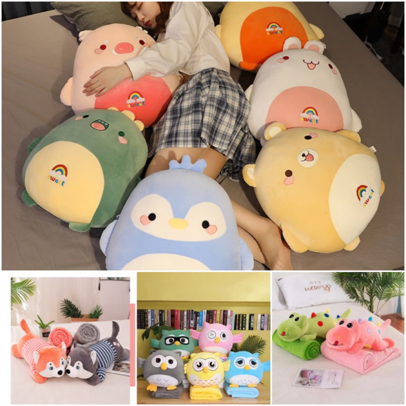 Plush toys Pillow with blanket dual-use home office car two-in-one ...