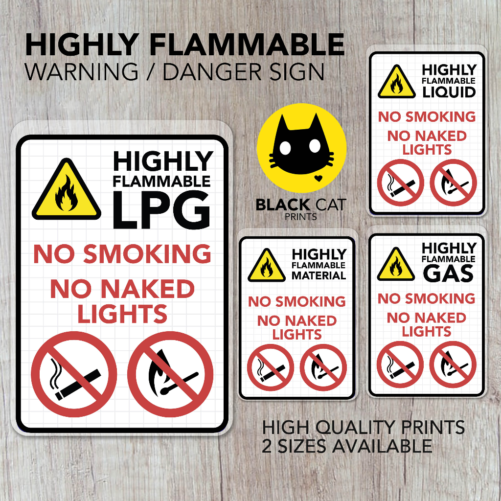 Highly Flammable Warning Danger Signs / Laminated Signages / Sign ...