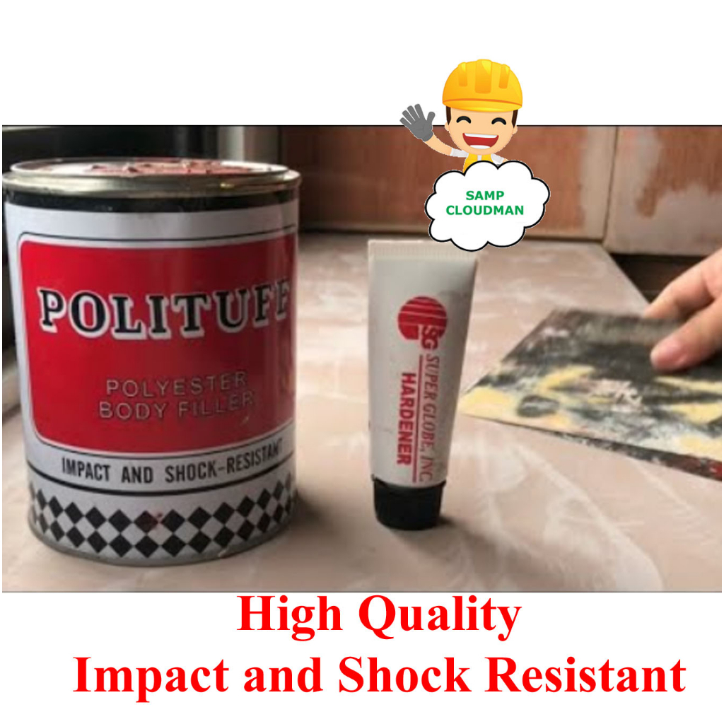 Polituff 4L Polyester Body Filler w/ Hardener Gallon/ 4 Liter Size ...
