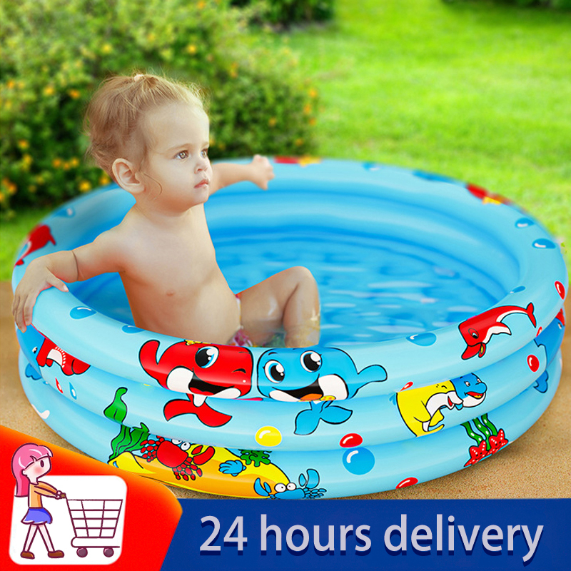 Children's Outdoor Inflatable Family Swimming Pool Round Double Fish ...