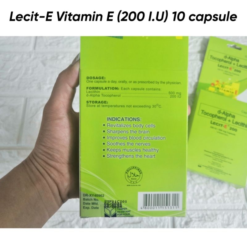 Lecit-E Vitamin E (200 I.U) 10 capsule Natural Vit E | Shopee Philippines