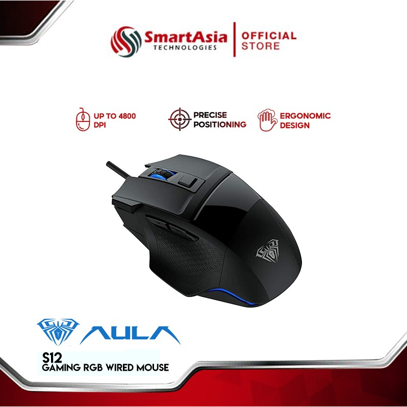 Aula S12 (USB, 7 Buttons, 4800 DPI, 125Hz) Gaming Mouse | Shopee ...