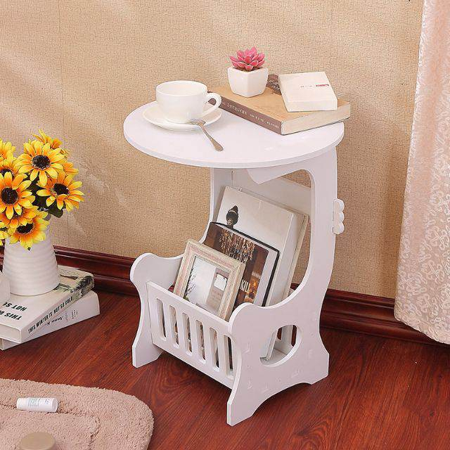 Round Coffee Table Storage Shelf Rack Bedroom Side Table Desk | Shopee ...