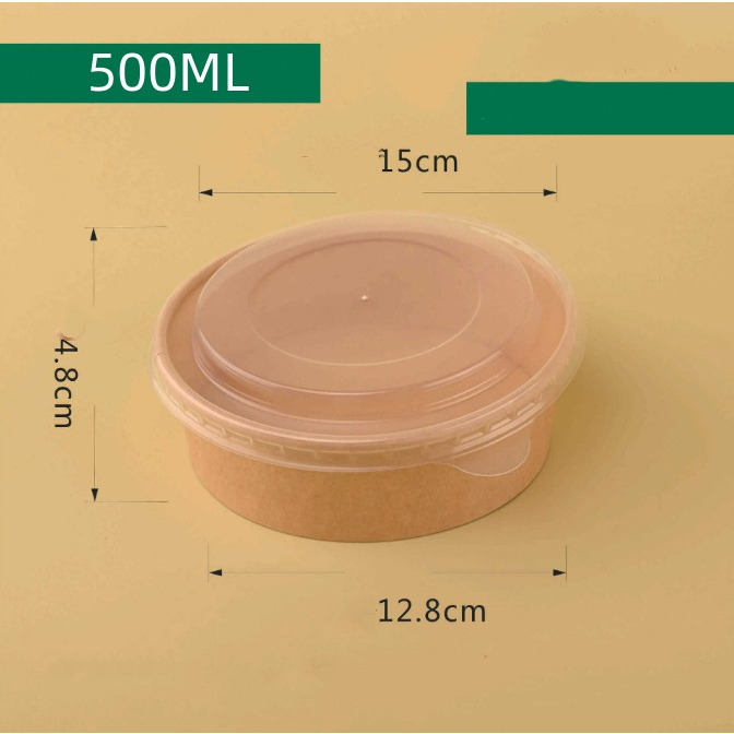 50PCS Kraft Paper Box Round Meal Box Takeout Box Lunch Meal Box ...