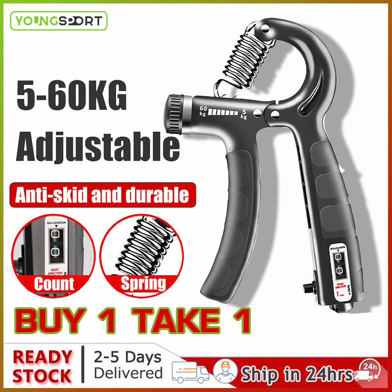 【BUY 1 TAKE 1】5-60Kg Hand Gripper R-Shape Adjustable Countable hand ...