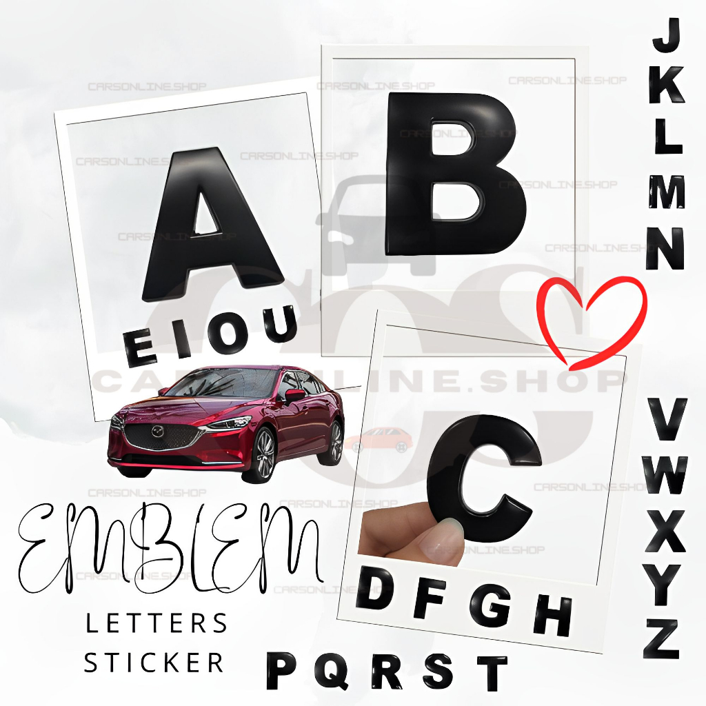 COS 1pc DIY Car Stickers Metal 3D Alphabet Sticker Car Letter Black ...