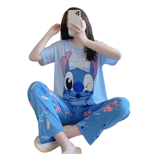 Women Cotton Sleepwear Cartoon Characters Pajama Terno Set | Shopee ...