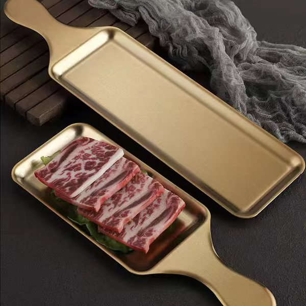 Korean Style Stainless Steel Rectangular Plate Western Cuisine Steak ...