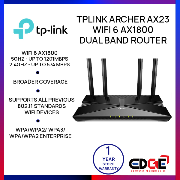 EDGE | TPLINK Archer AX23 WIFI 6 AX1800 Dual Band Router | Shopee ...
