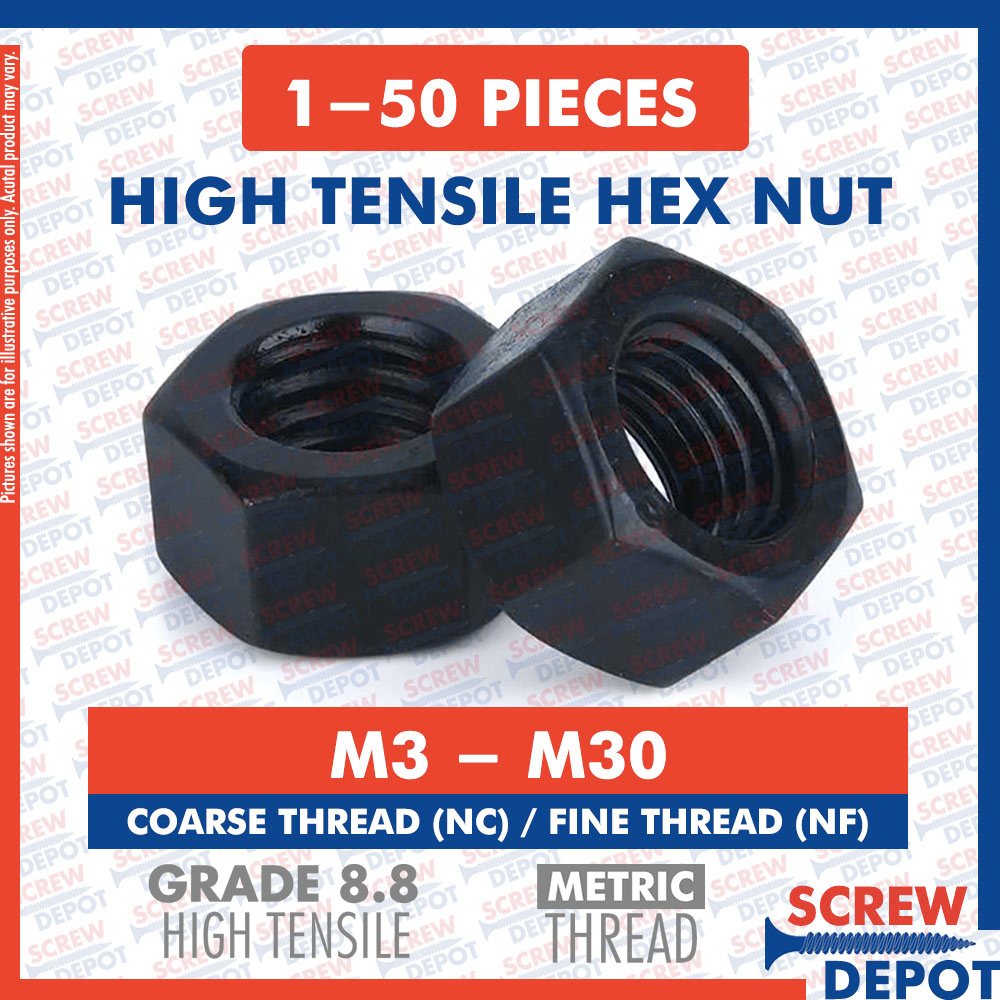 1-50PCS High Tensile Hex Nut Hexagonal HT Black Graded Nut / Screw ...