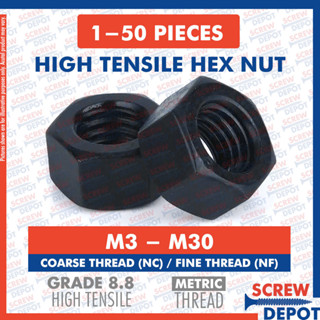 1-50PCS High Tensile Hex Nut Hexagonal HT Black Graded Nut Screw Depot ...
