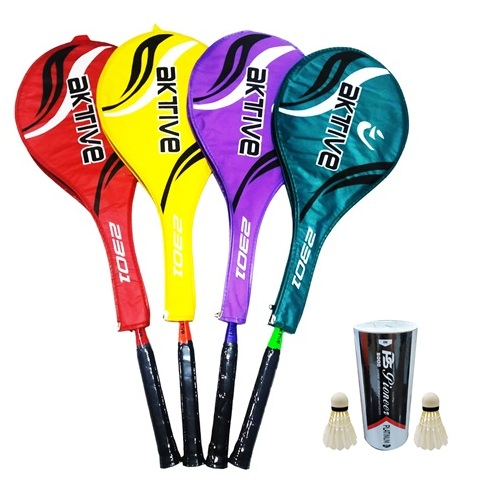 Aktive Badminton 3/4 Bag Single Racket with Pioneer Feather Shuttlecock ...