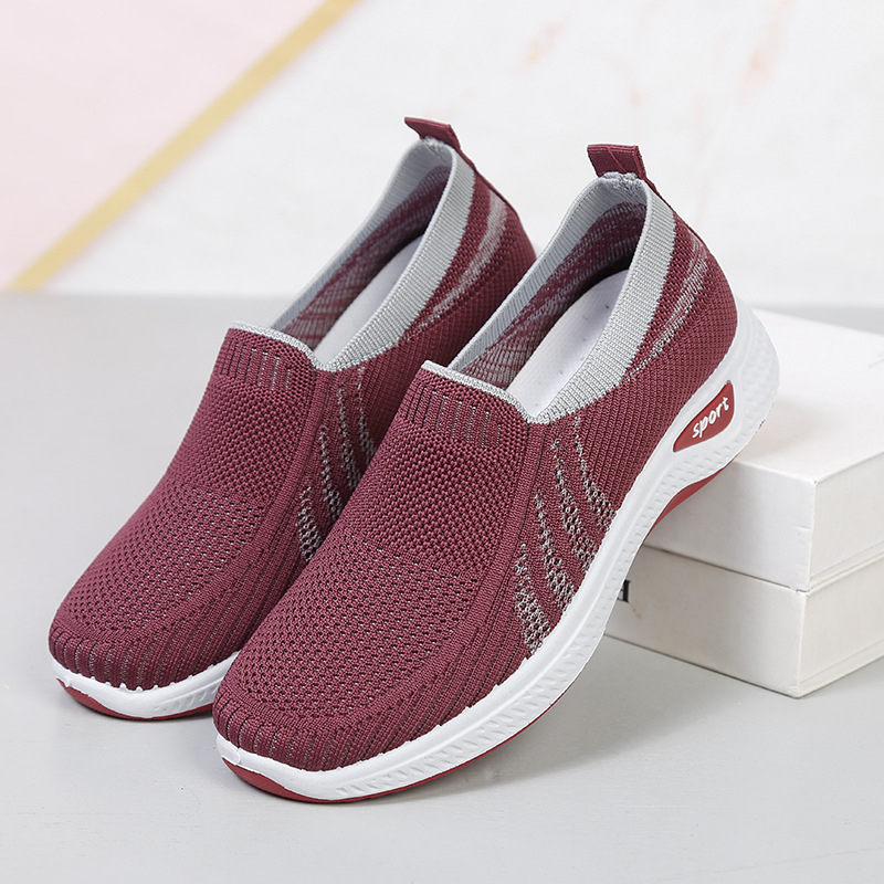 COD Slip On Walking Shoes For Women Low-Cut Fly Woven Sneakers For Girl ...
