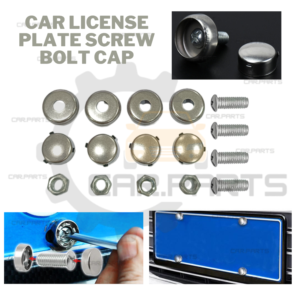 CP 4Pcs/Set Chrome Anti-theft Screws Car License Plate Number Alloy ...
