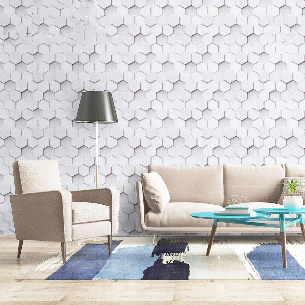 Aceking Wallpaper Hexagonal Light Gray Color Wall Sticker PVC Self ...