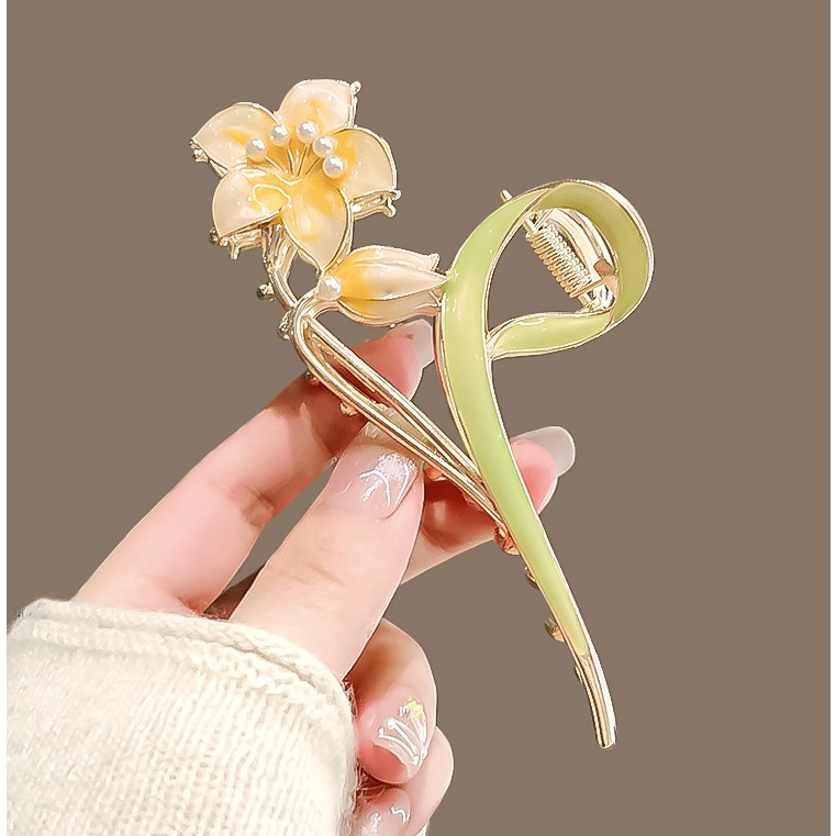 Korea New Tulip Flower Catch Clip Retro Sunflower Hair Claws Female ...