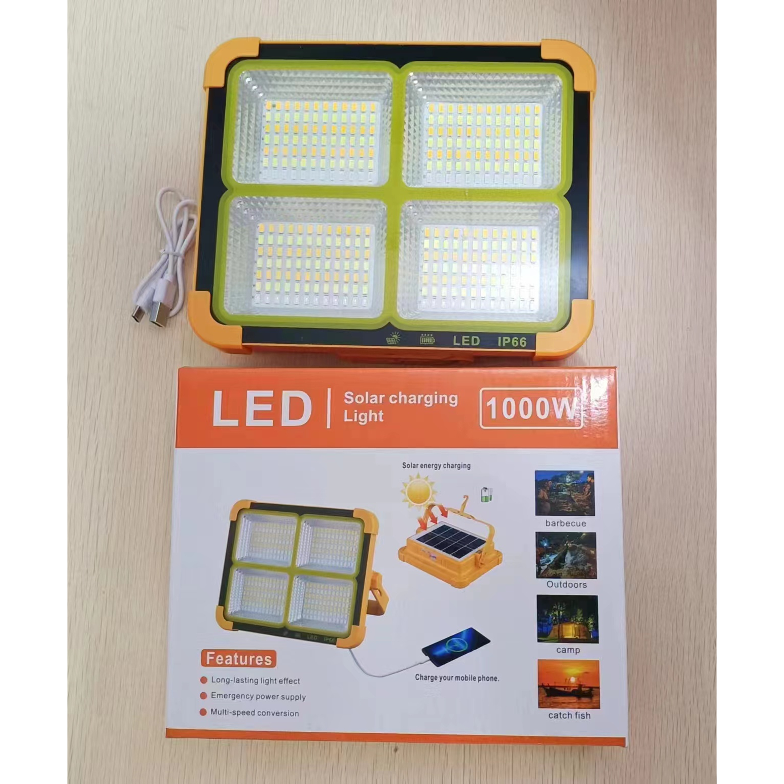SOLAR CHARGING LED LIGHT 1000WATTS ( W/ FREE CORD ) | Shopee Philippines