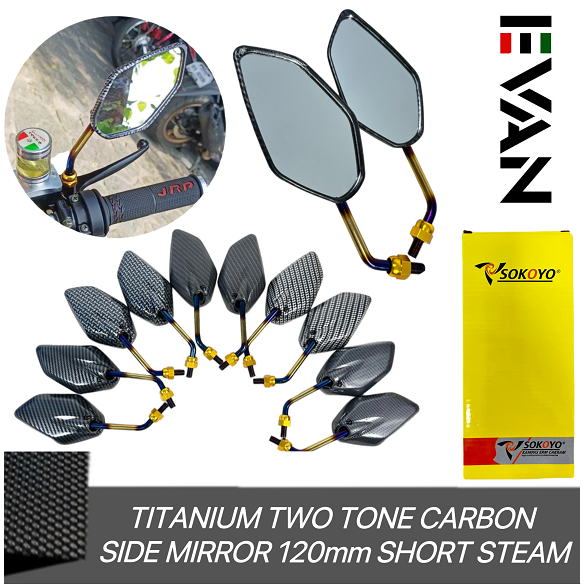 Universal Titanium Two Tone Carbon Short Stem Thai Side Mirror ...