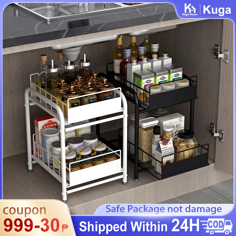 Under Sink Rack Kitchen Full Steel Sliding Cabinet Rak Dapur Basket ...