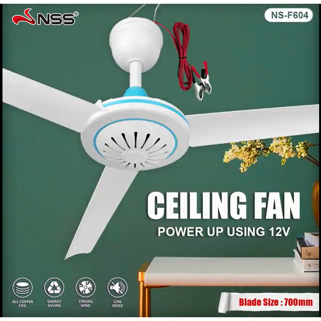 NSS Ceiling Fan DC 12V 15W 3-blade Ceiling Fan with Aligator Clip ...
