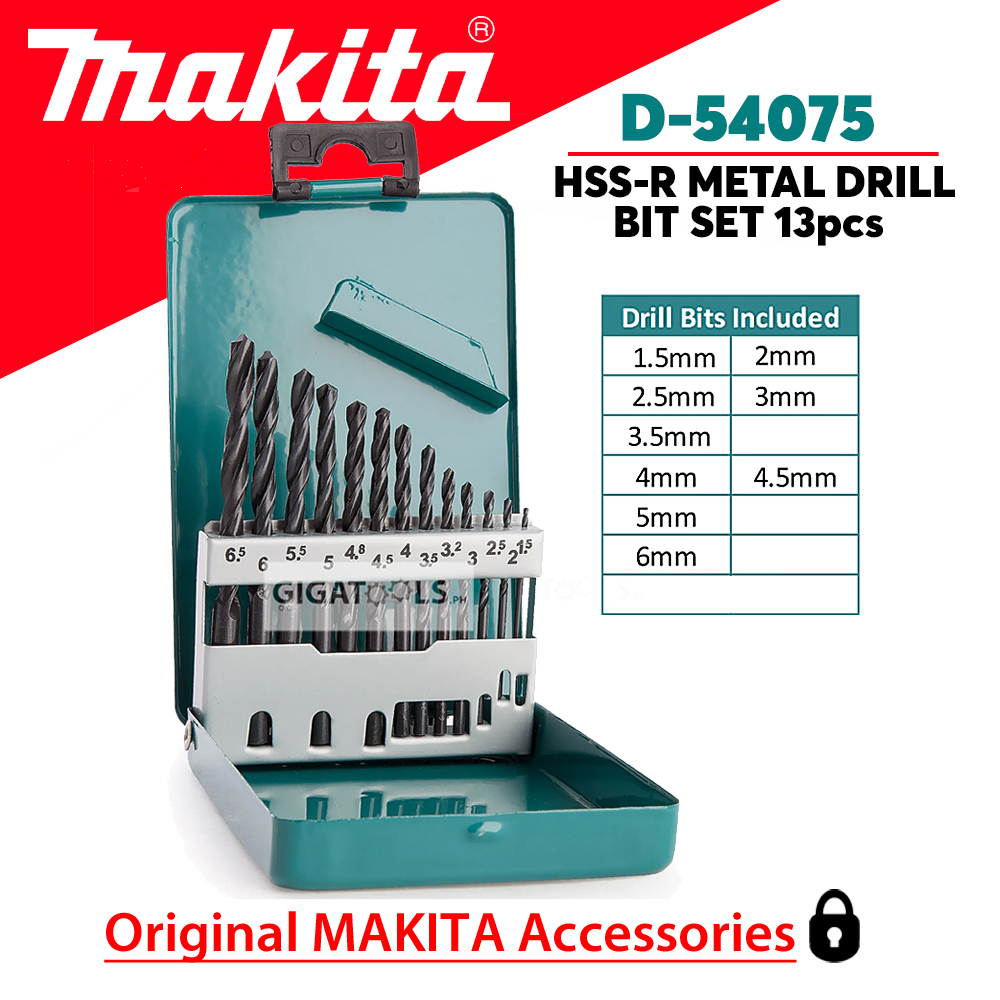 Makita D-54075 HSS-R Metal / Wood Drill Bit Set 13pcs | Shopee Philippines