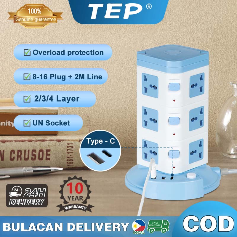 TEP Power Strip Tower Extension 2M Wire Socket 2/3/4 Layer ...