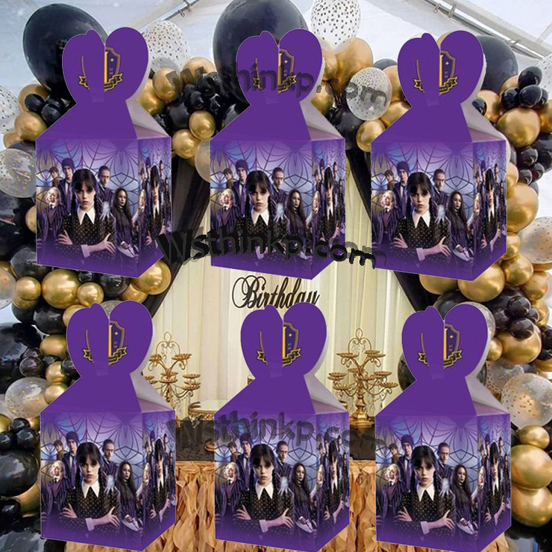 Wednesday Addams Birthday Theme Party Decor Candy Box Tableware Banner ...