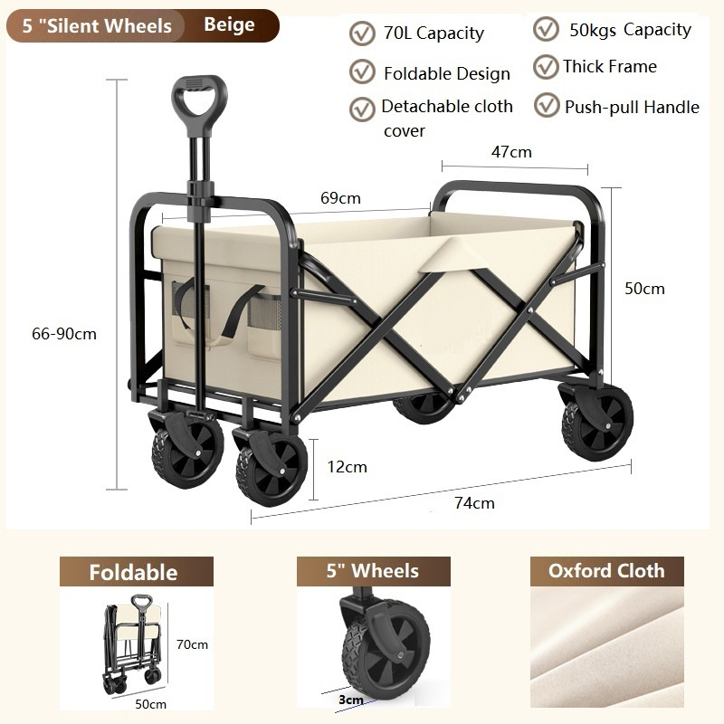 Outdoor Trolley Wagon Foldable Trolleys Cart Beach Camping Trolley ...