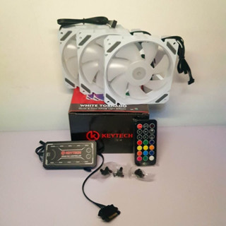 Keytech White Tornado 3in1 120mm Chassis Fan with Control Hub and ...