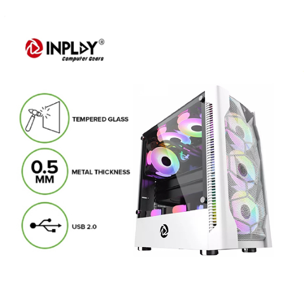 INPLAY PC Case Gaming Computer Case ATX Desktop Case With Tempered ...