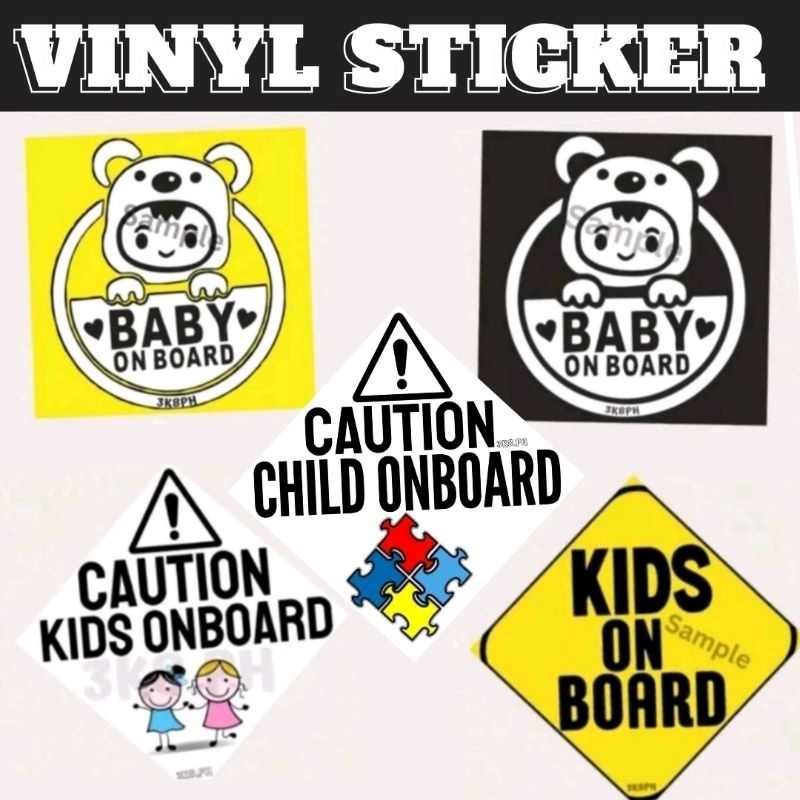 DIAMOND Vinyl Car Stickers CAUTION Baby Onboard | Kids Onboard | Lady ...