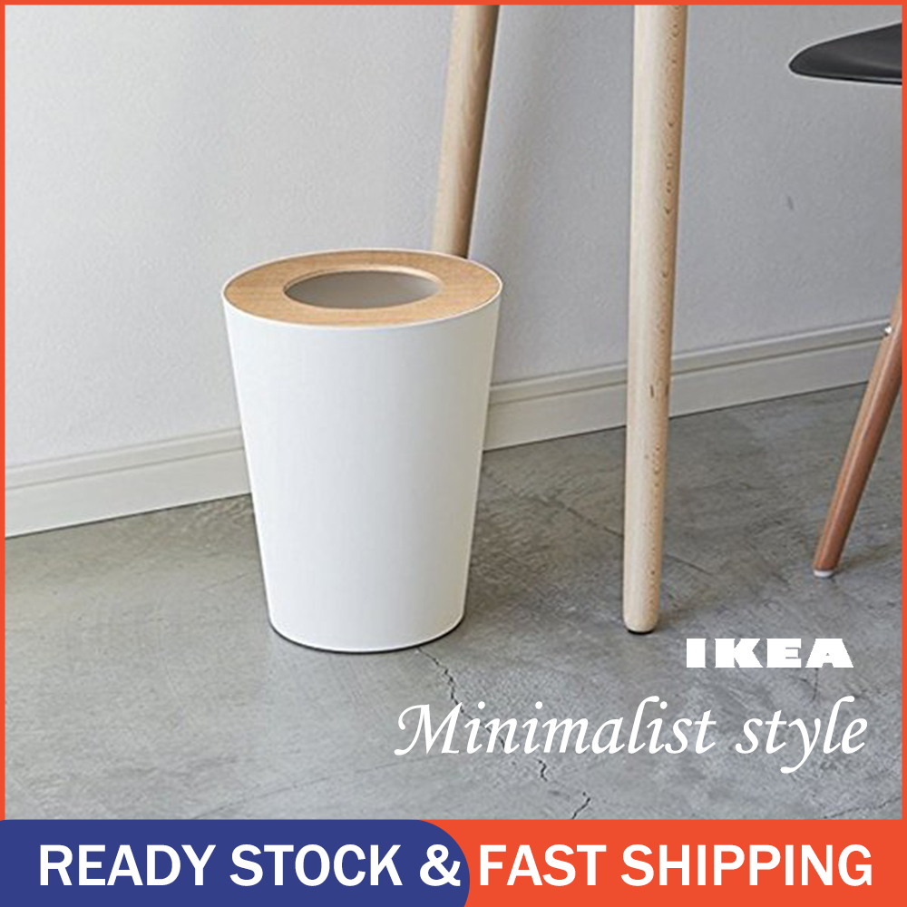 Trash Bin / Trash Can with Wooden Lid Muji Style Nordic Household ...