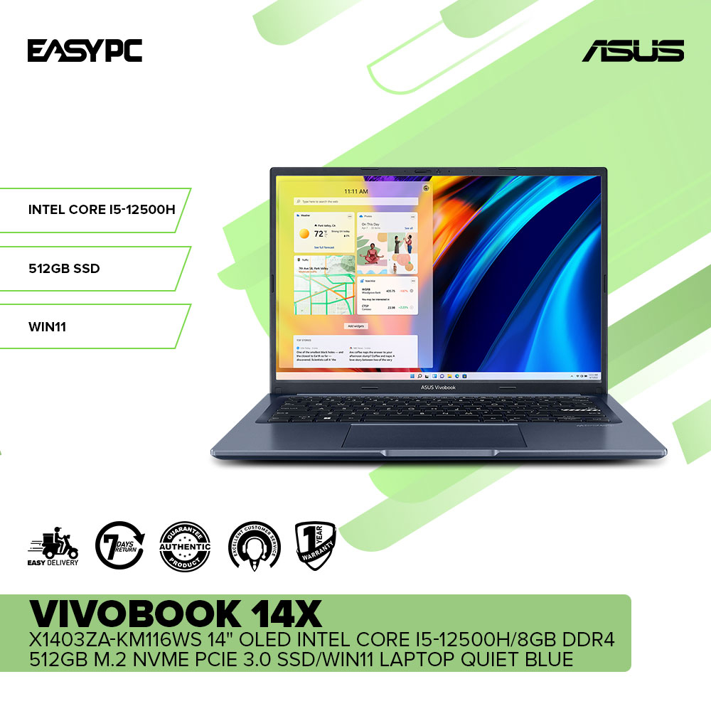 EasyPc| Asus Vivobook 14X X1403ZA-KM116WS 14" OLED Intel Core I5-12500H M.2 NVMe PCIe 3.0 SSD ...