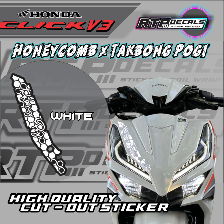 HONDA CLICK V3 HONEYCOMB x TAKBONG POGI FRONT DECALS STICKER | Shopee ...