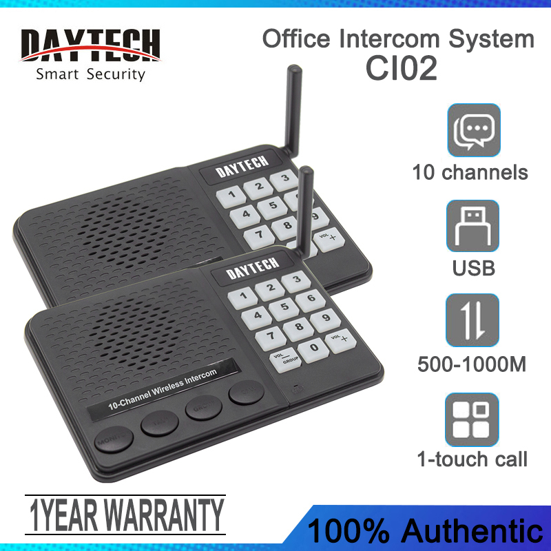 Daytech Wireless Intercom System 10 Channel Two-Way Communication Free Call Free Network 1000M ...