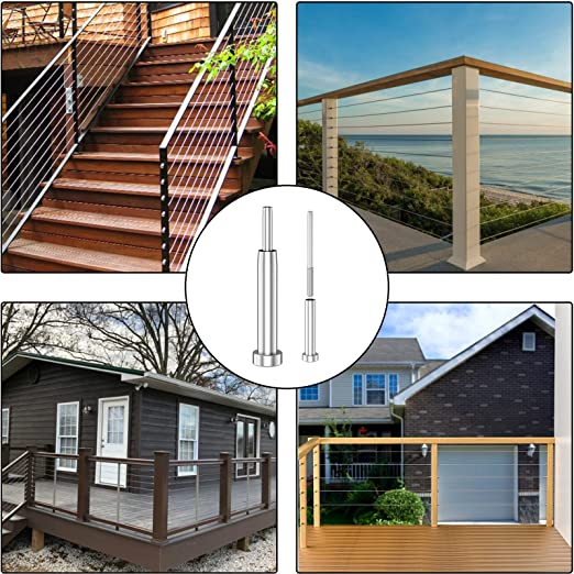 1/8" and 3/16" Cable Railing End Fitting Cable Threaded Stud Terminal ...