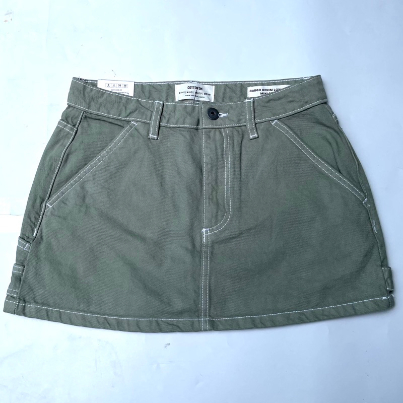 Cotton On Cargo Denim Skirt Highwaist Mini Palda Maong Skort | Shopee ...