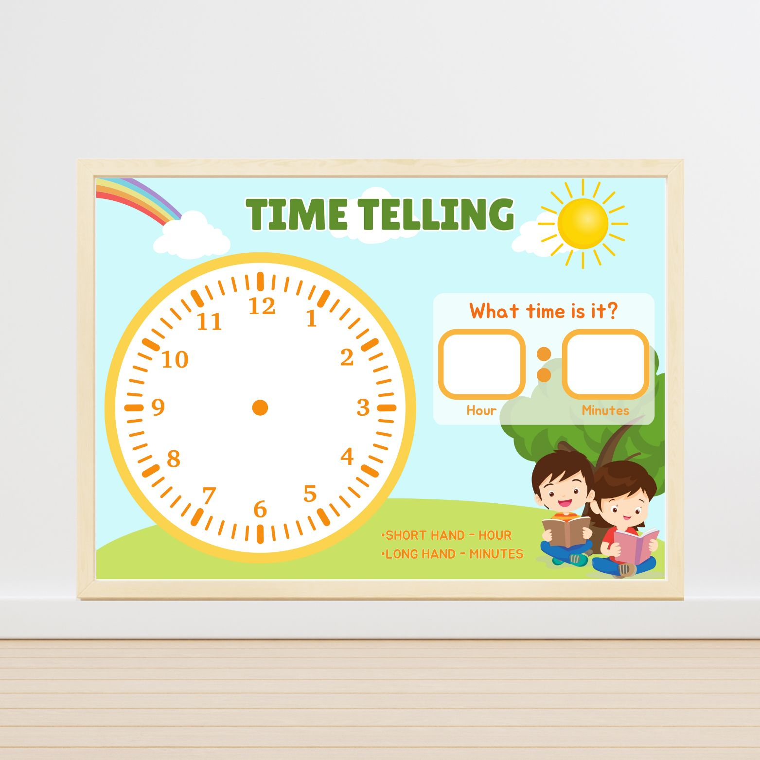 TELLING TIME Write and Wipe A4 Laminated Chart For Kids and Toddlers ...