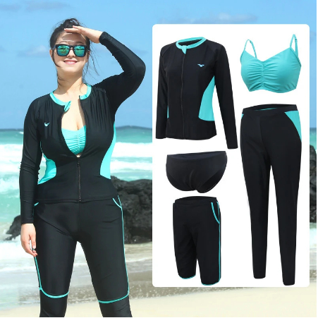Women's Plus Size Rush Guards Full Body 3-5 piece set Sun UV Long ...