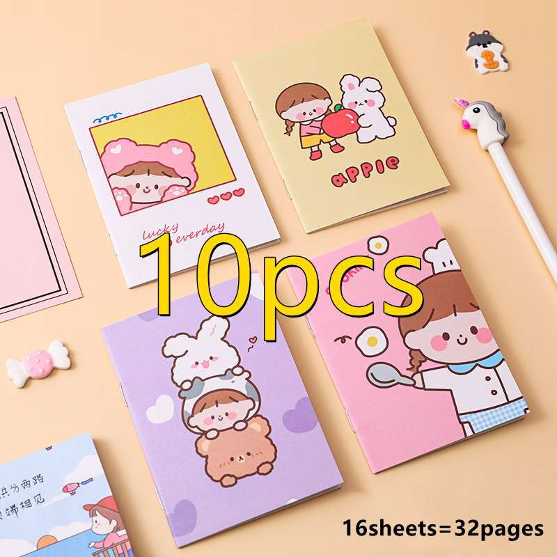 Oumi 10pcs Notebook MUJI ins Cute cartoon small portable notepad mini ...