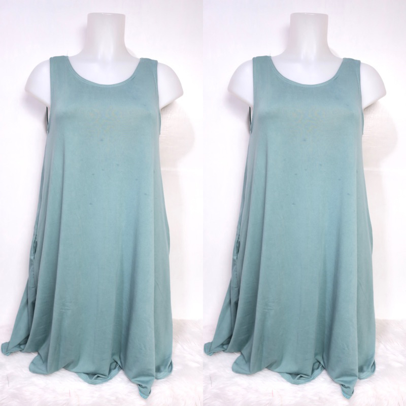 Plus Size Plain Regular Sleeveless Sando Dress With Pockets|Fits M to ...