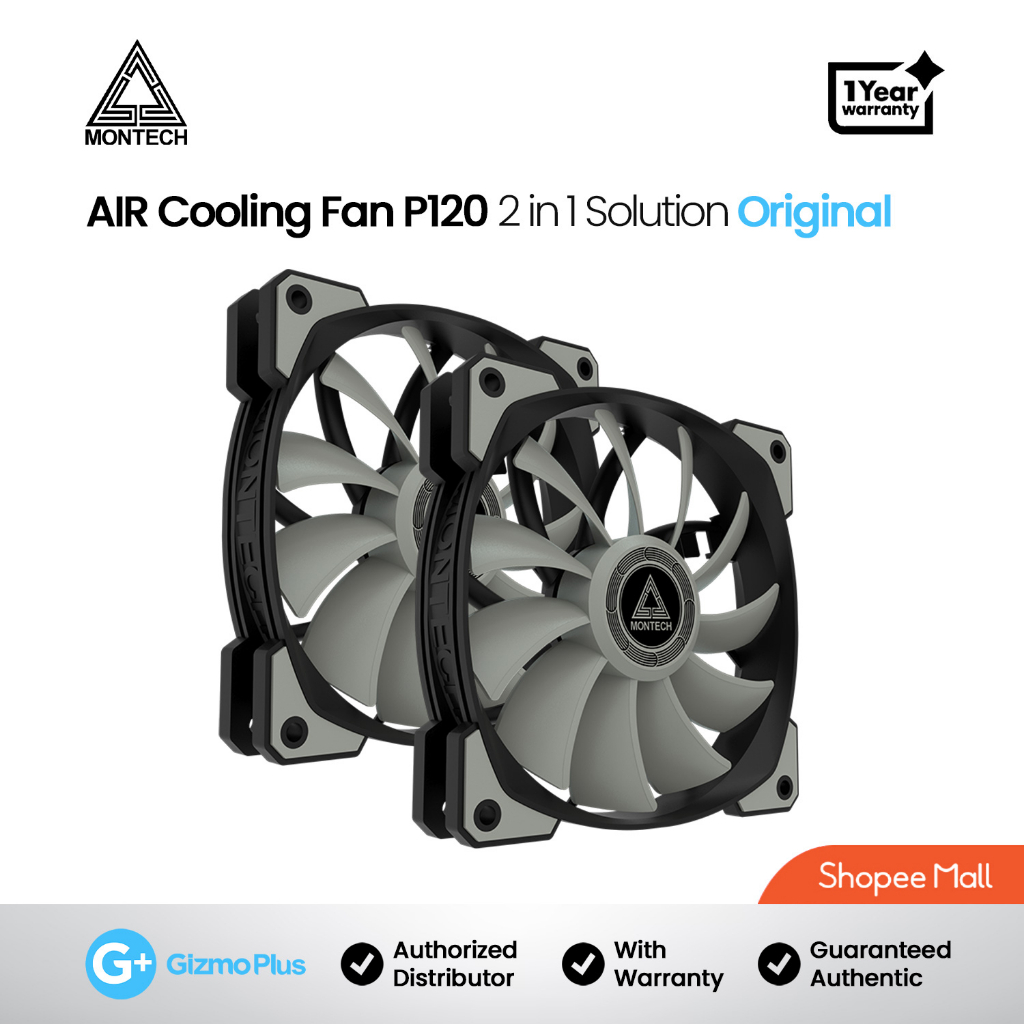 Montech Air Fan P120, 120mm Fan 2 in 1, 4Pin PWM, Durable Low Noise FDB ...