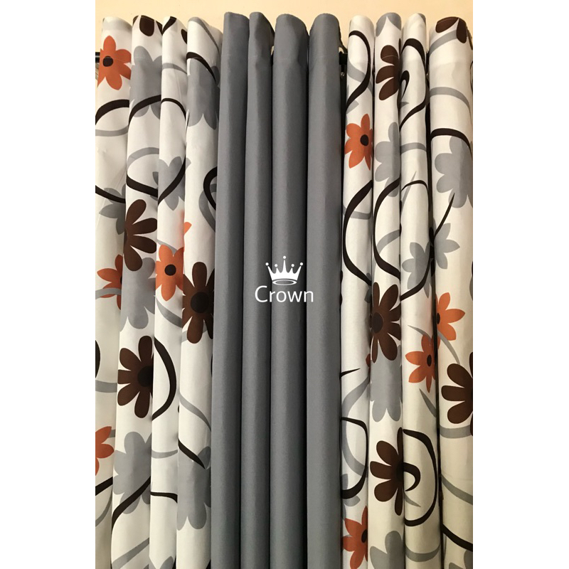 CROWN - Floral Gray Design Ring Curtain ( 6ft/7ft Curtain) - sold per ...