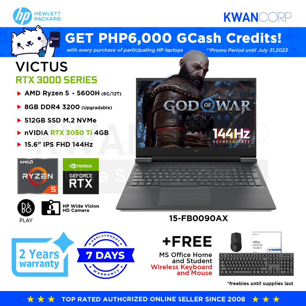 HP Victus 15-FB0090AX AMD Ryzen 5 - 5600H 8GB RAM RTX 3050 Ti 4GB 512GB SSD 15.6" IPS FHD 144Hz ...
