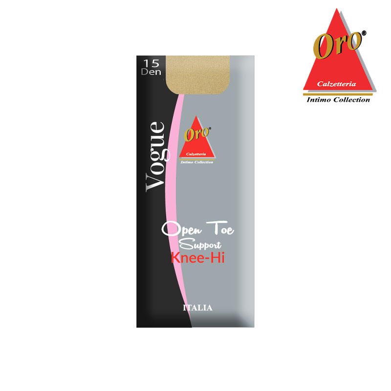 Oro Vogue Open Toe Support Knee-Hi Stockings 1 Pair 15 Den | Shopee ...