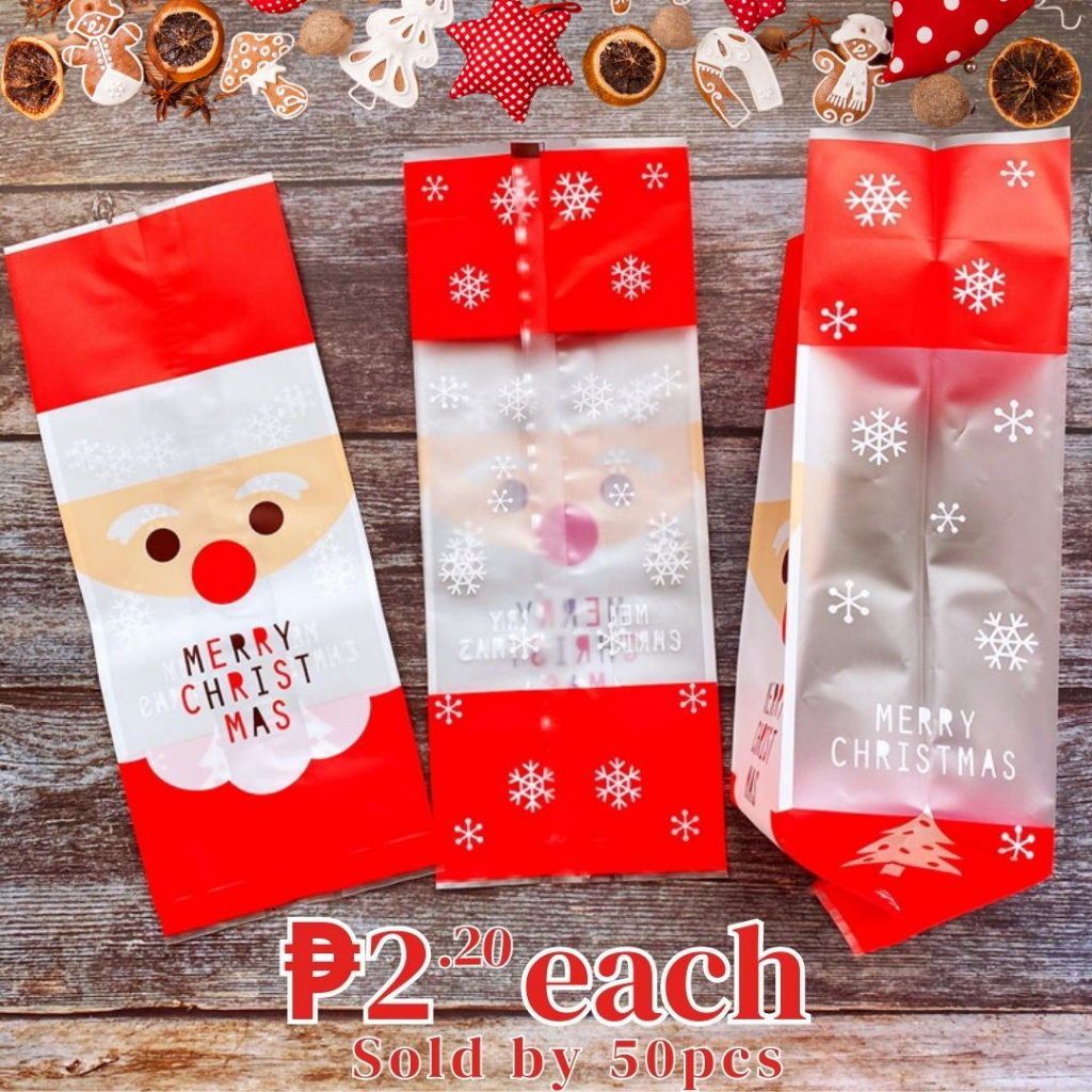 FP1208 (50PCS) 10x25 CM Christmas Santa Candy Cookie Bag Pastry Food ...