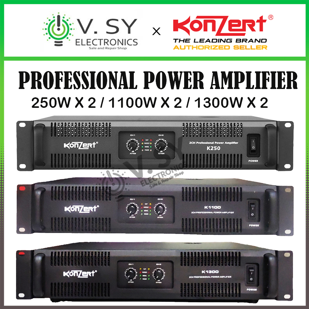 Original 2023 Konzert K250 / K1100 / K1300 Professional Power Amplifier 250W x 2 / 1100W x 2 ...