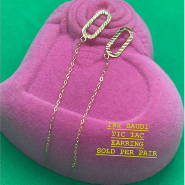 COD PAWNABLE 18k SAUDI GOLD TIC TAC EARRING | Shopee Philippines