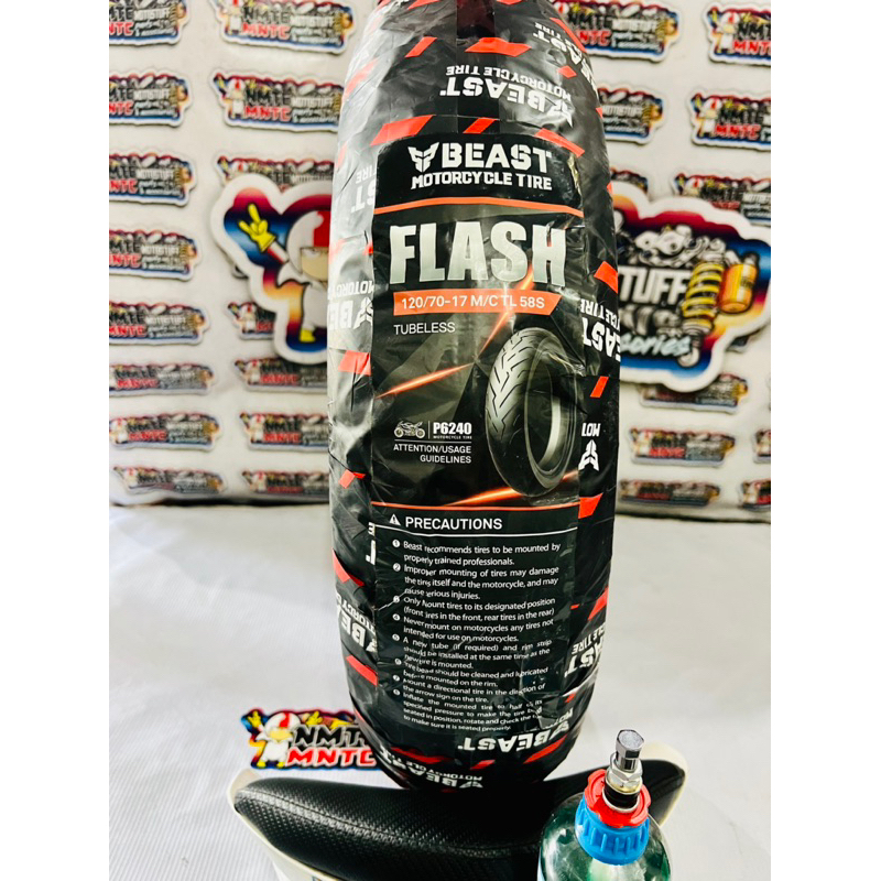 BEAST FLASH TIRE 120/70/17 TL W/ FREE SEALANT + PITTO | Shopee Philippines